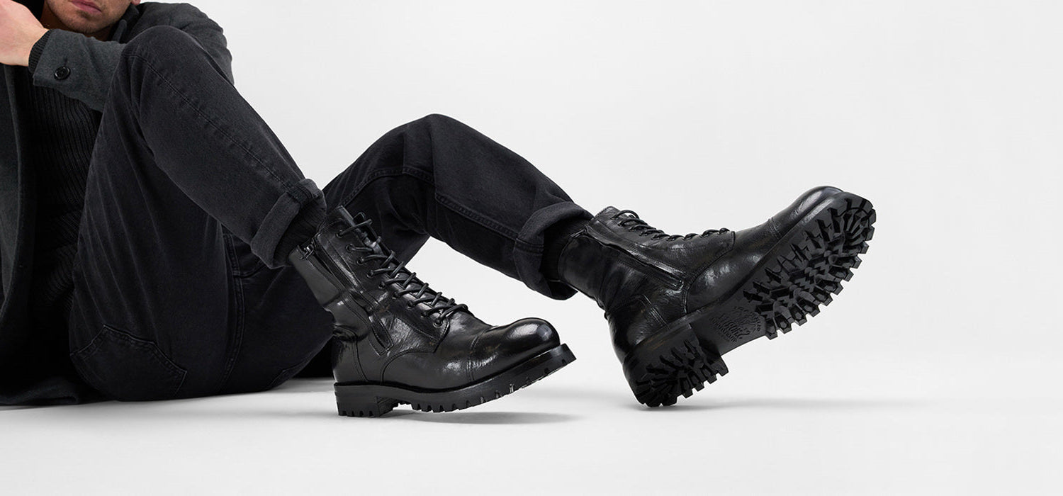 CAMDEN black double-zip military boots | untamed street – UNTAMED STREET
