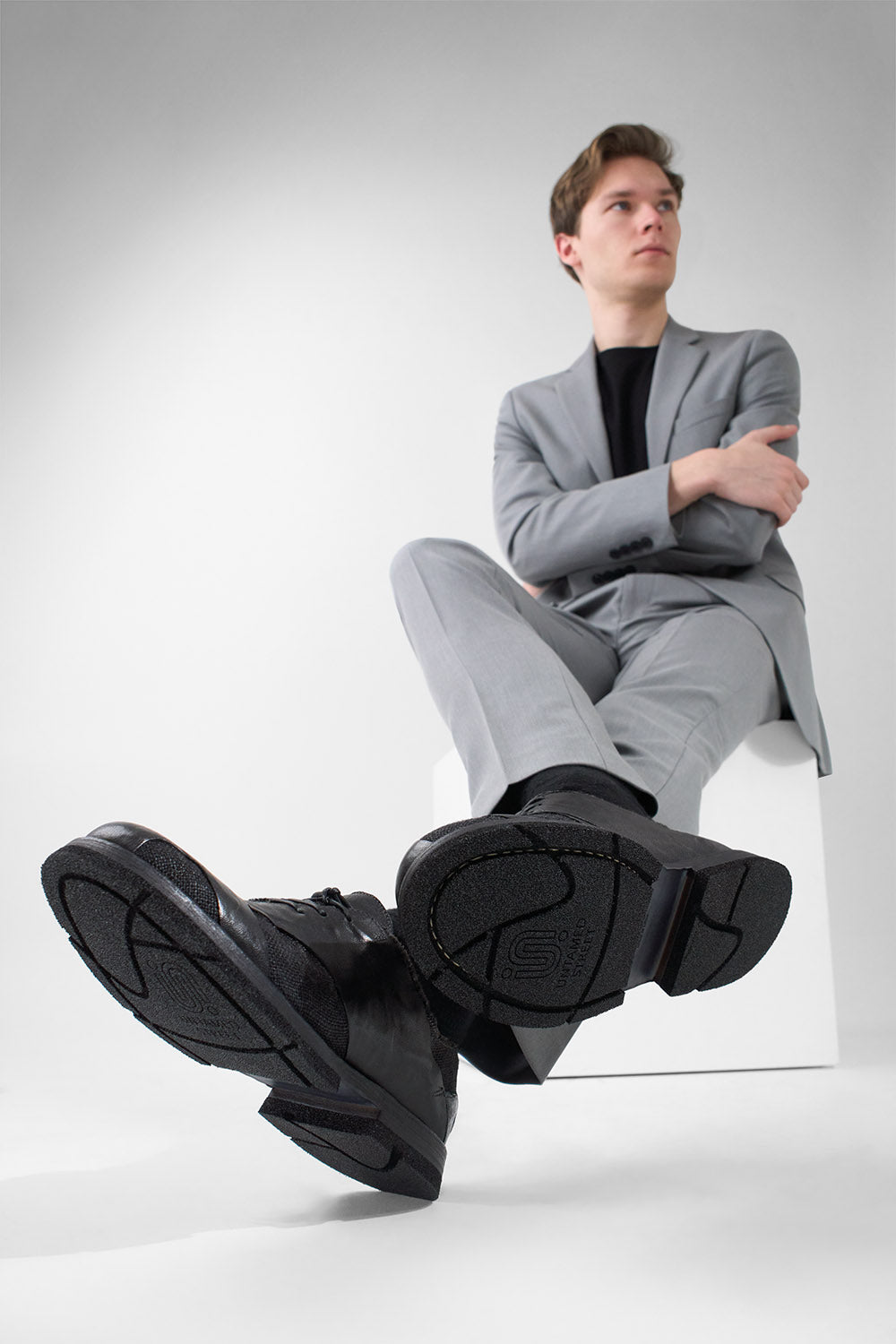 HARVEY rugged-black leather & canvas oxford shoes | untamed street ...