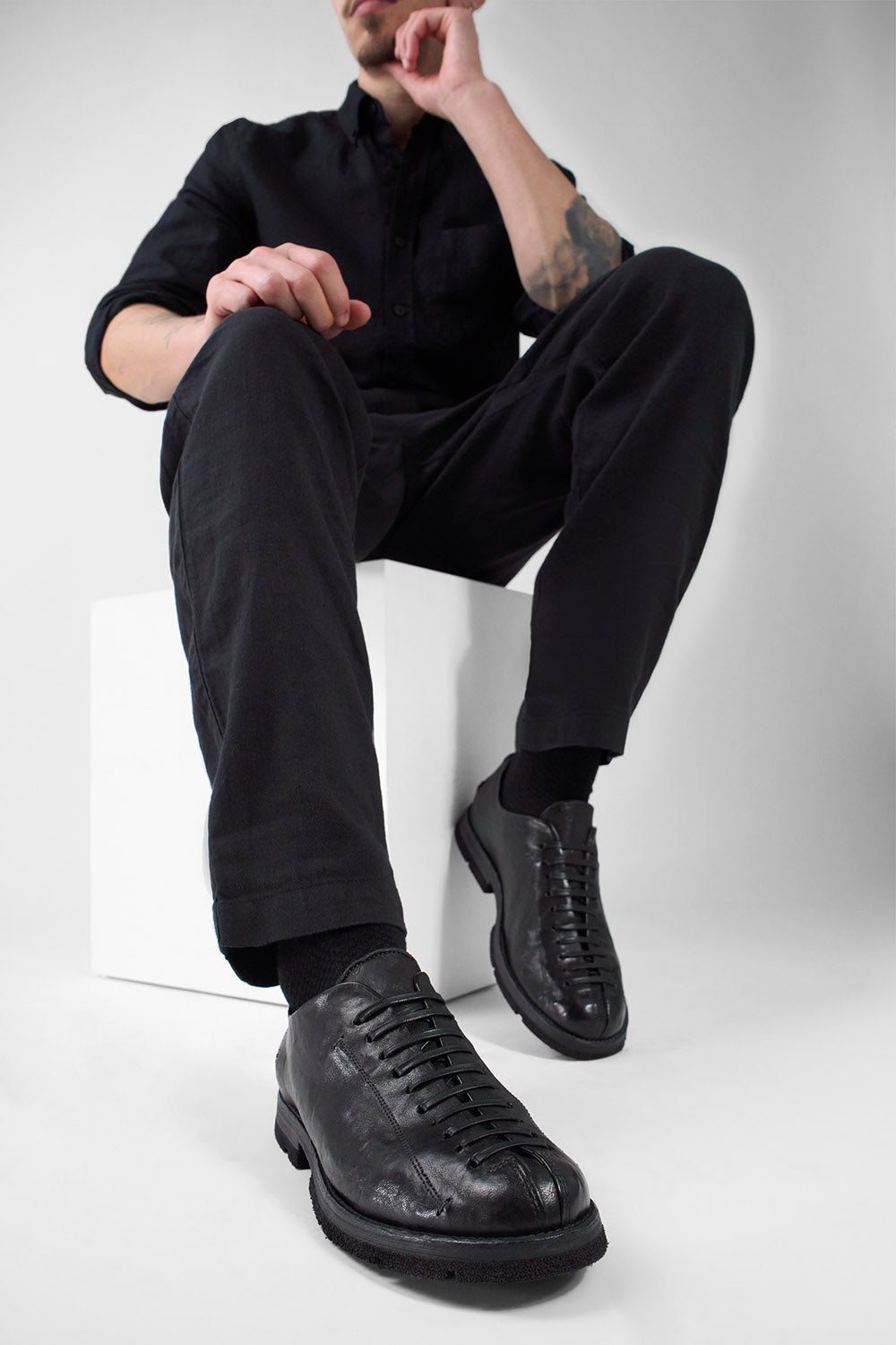 HARVEY rugged-black tip-laced shoes | untamed street – UNTAMED STREET