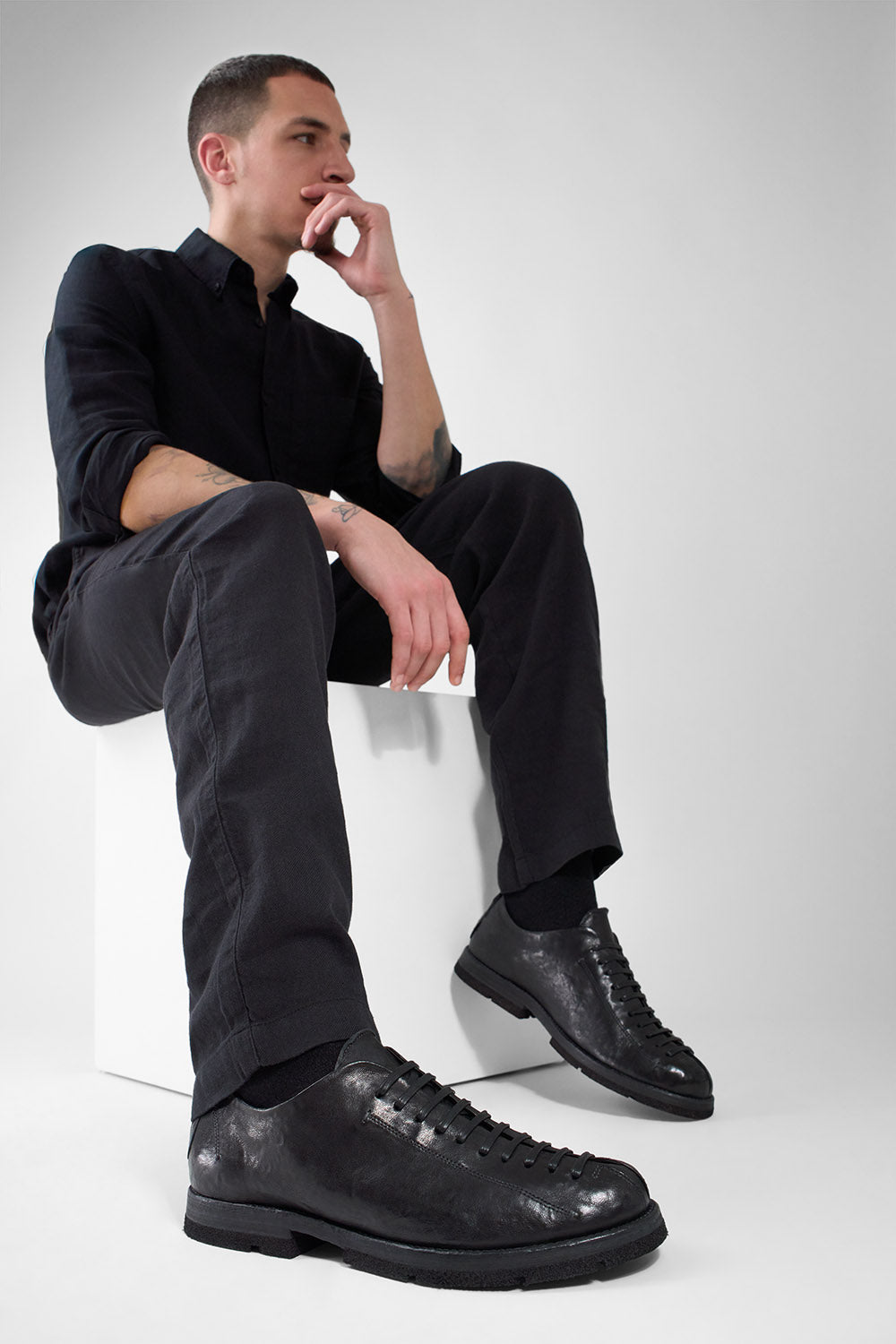 HARVEY rugged-black tip-laced shoes | untamed street – UNTAMED STREET