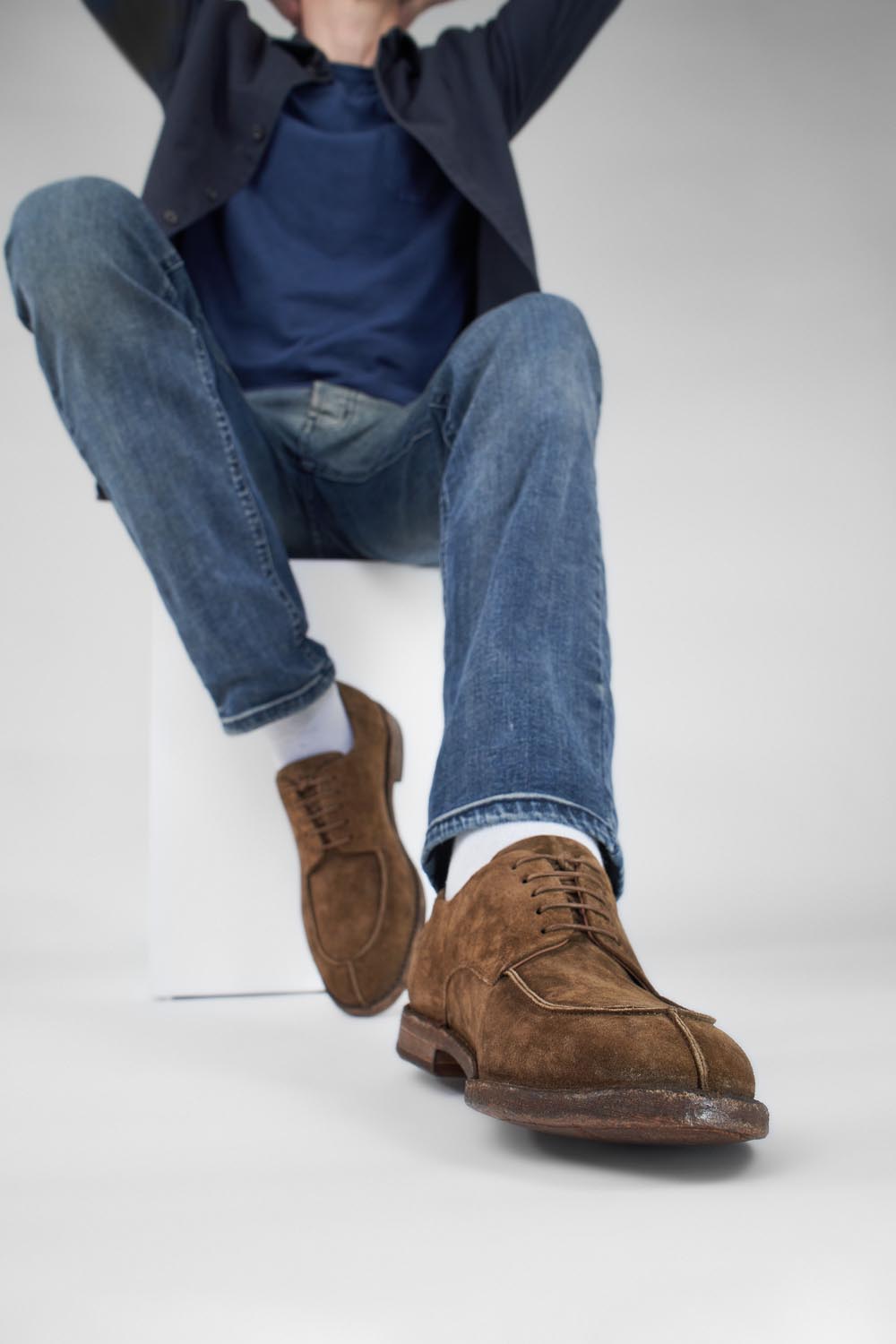 HAVEN mid-brown suede apron derby shoes | untamed street – UNTAMED STREET