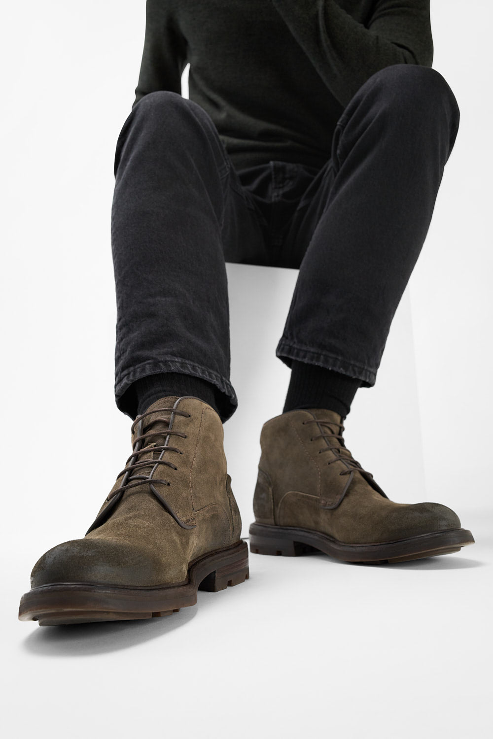 LENNOX green suede ankle boots | untamed street – UNTAMED STREET