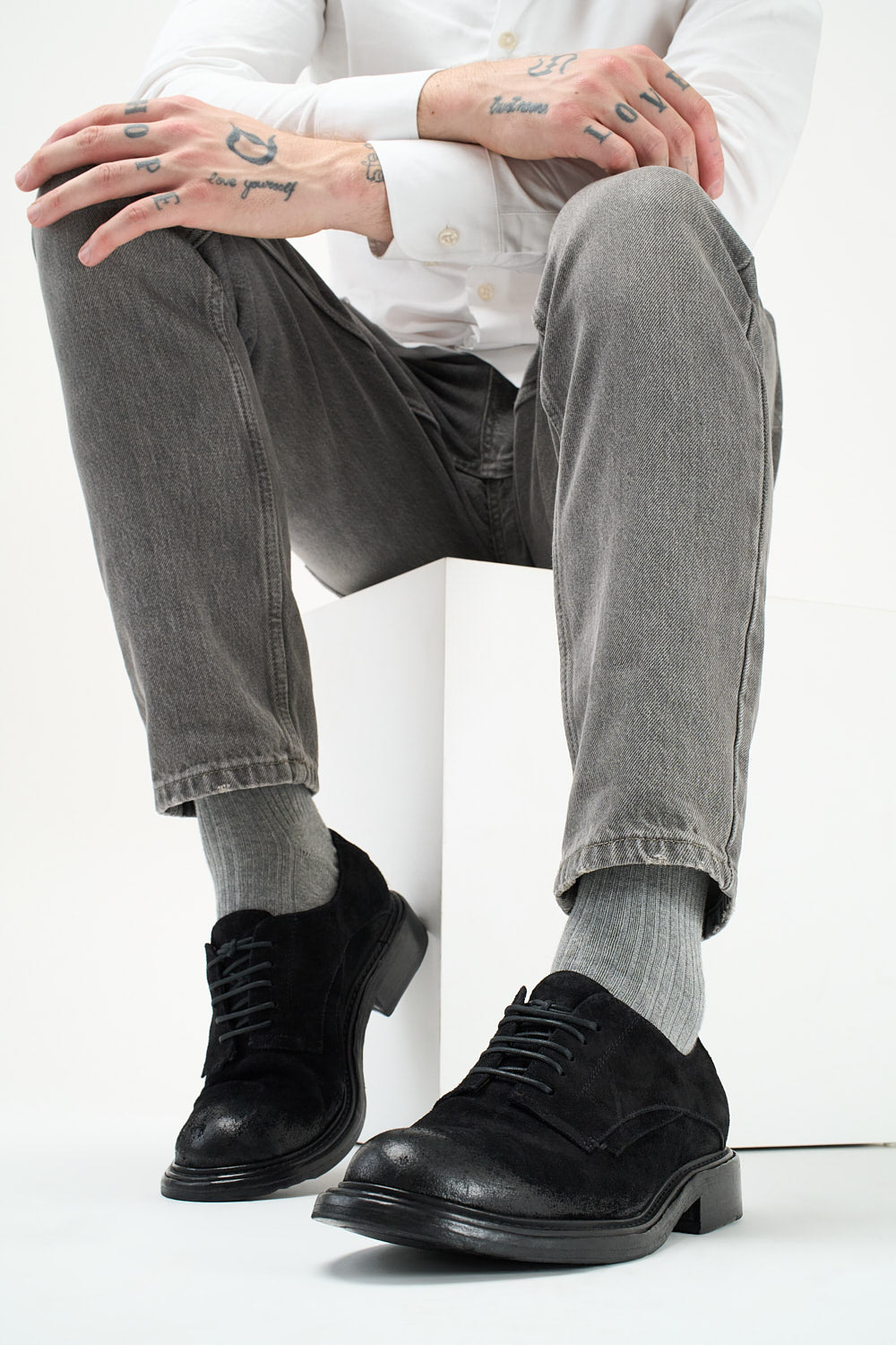 BOLTON ink-black suede layered derby shoes | untamed street – UNTAMED ...