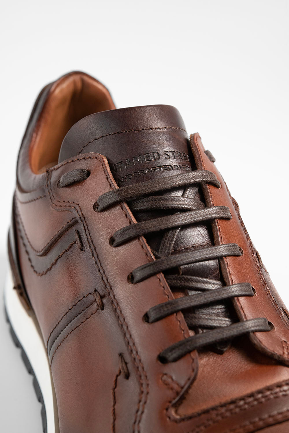 OWEN cocoa-brown triple stitched patina runners | untamed street ...