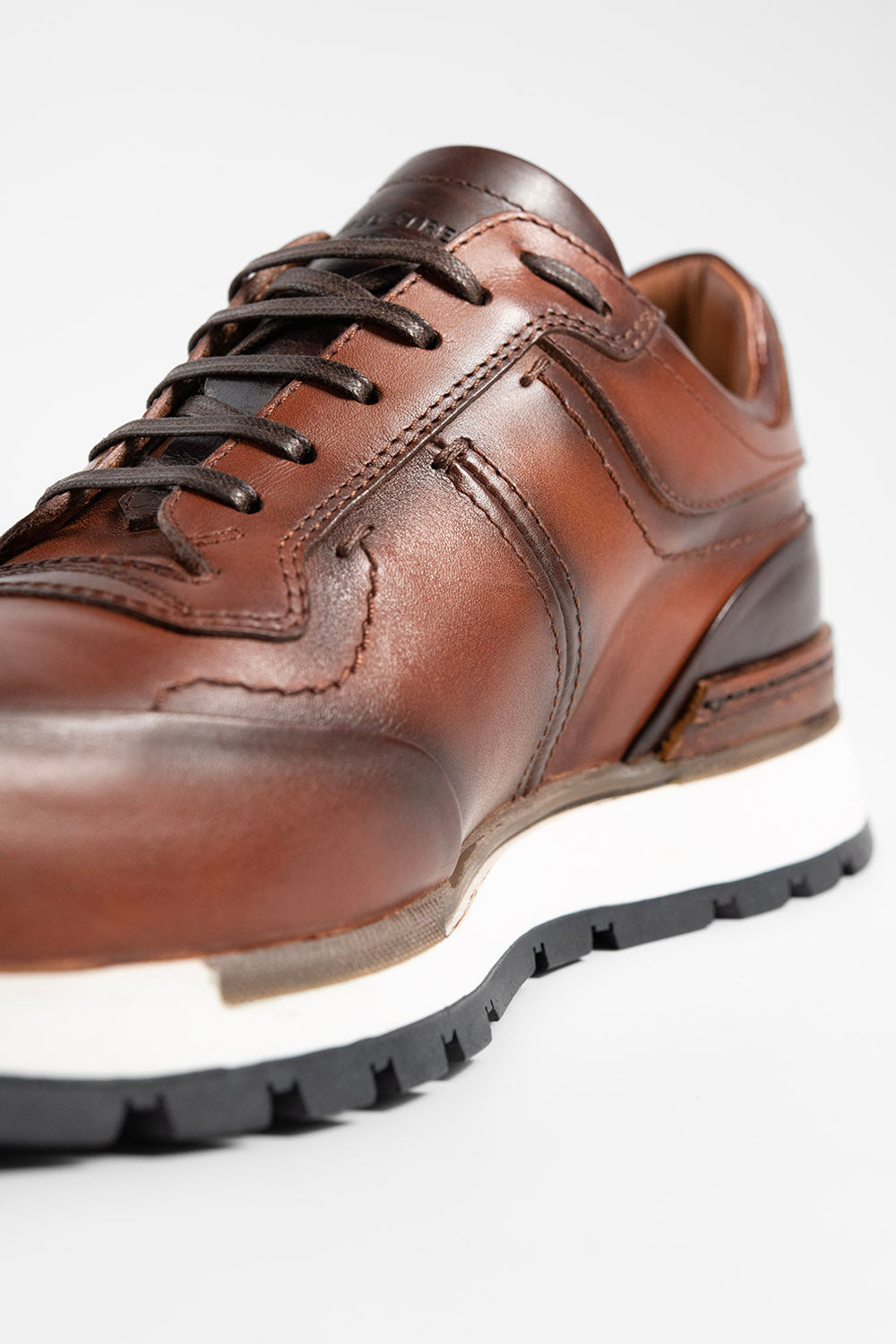 OWEN cocoa-brown triple stitched patina runners | untamed street ...