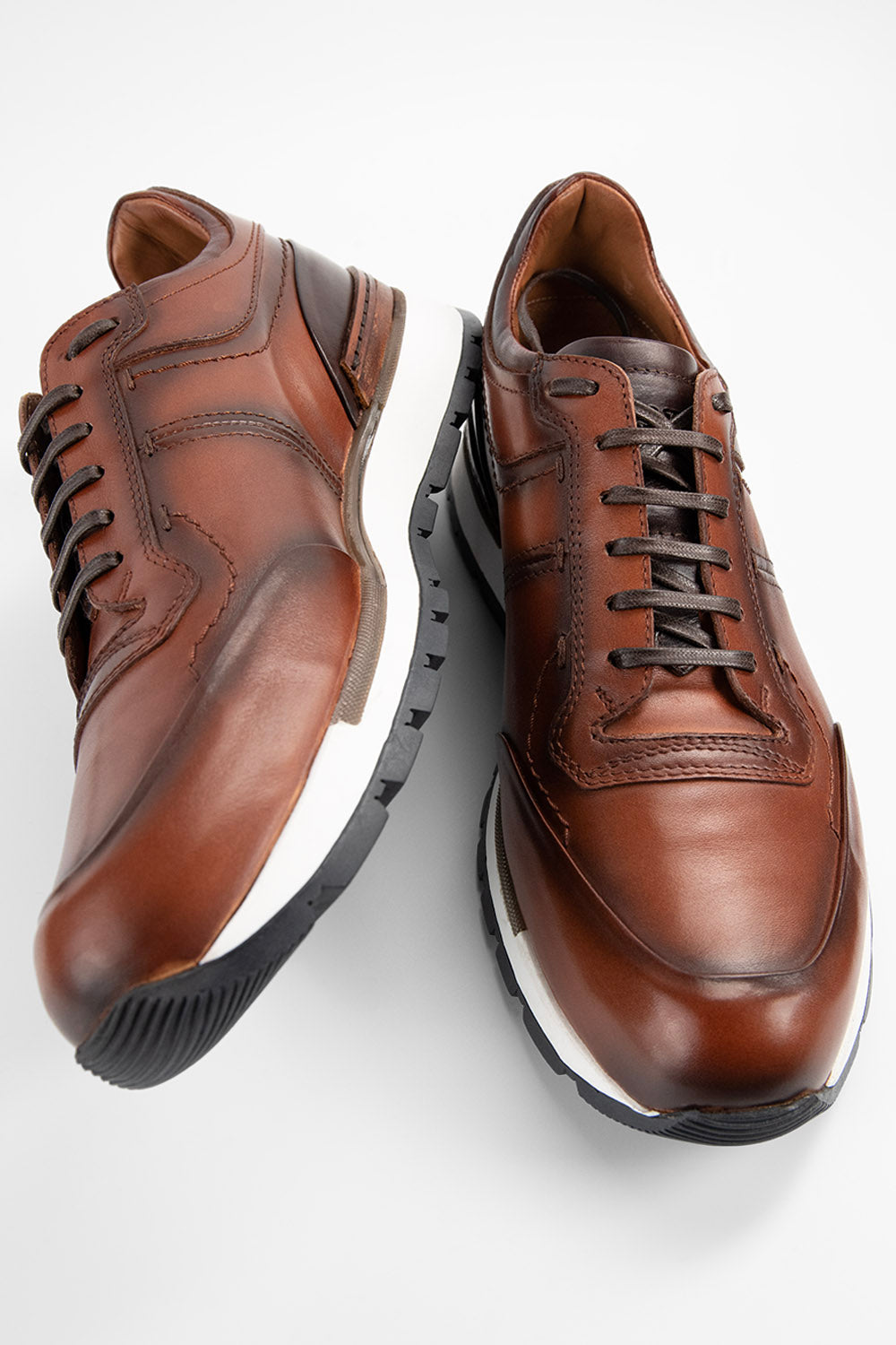 OWEN cocoa-brown triple stitched patina runners | untamed street ...