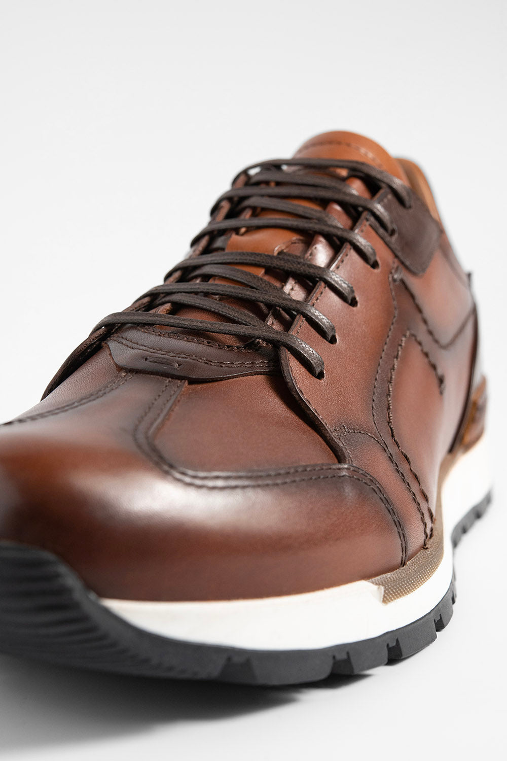 OWEN cocoa-brown triple stitch wingtip patina runners | untamed street ...
