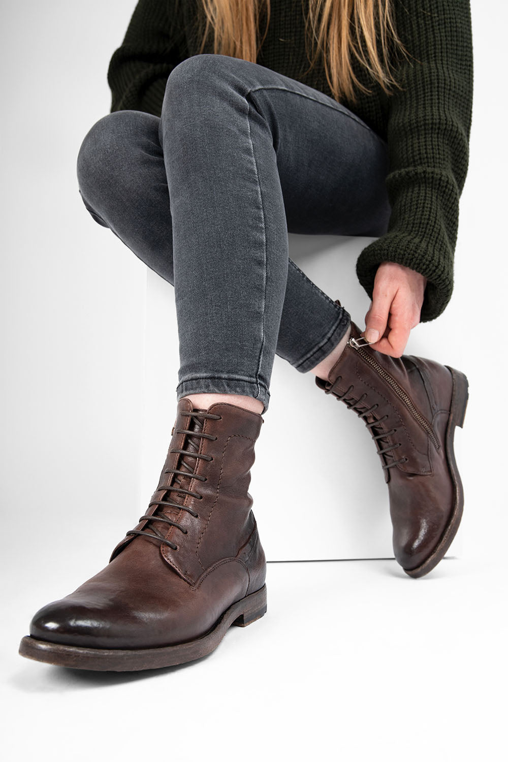 SLOANE chocolate-brown commando boots | untamed street – UNTAMED STREET