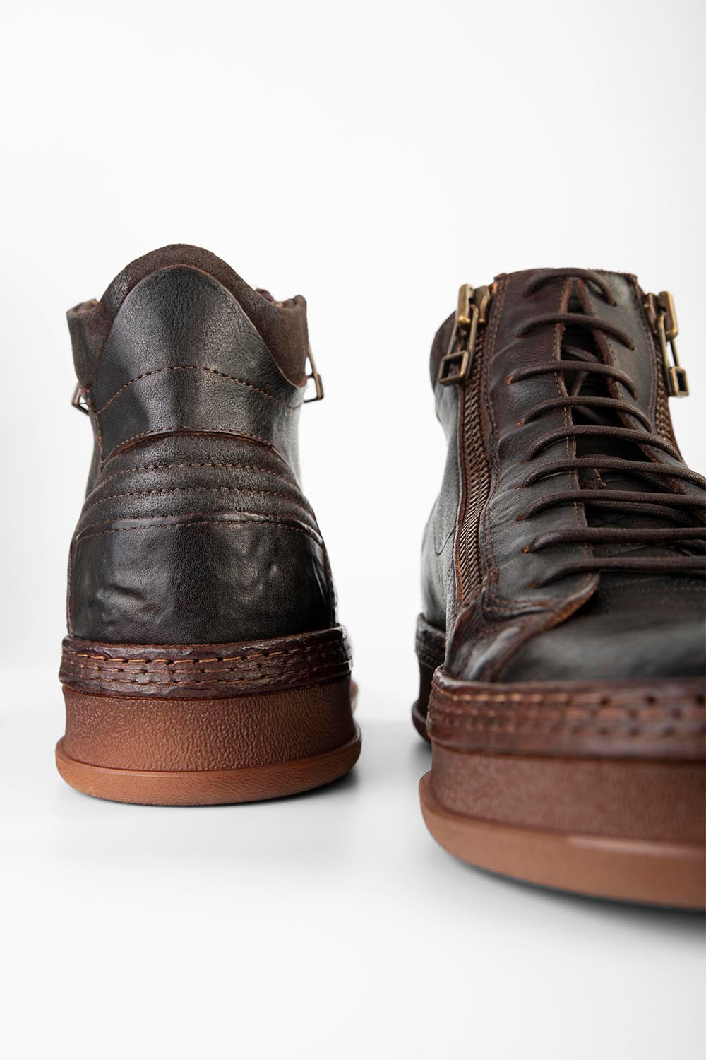 COLE dark brown welted high sneakers | untamed street – UNTAMED STREET