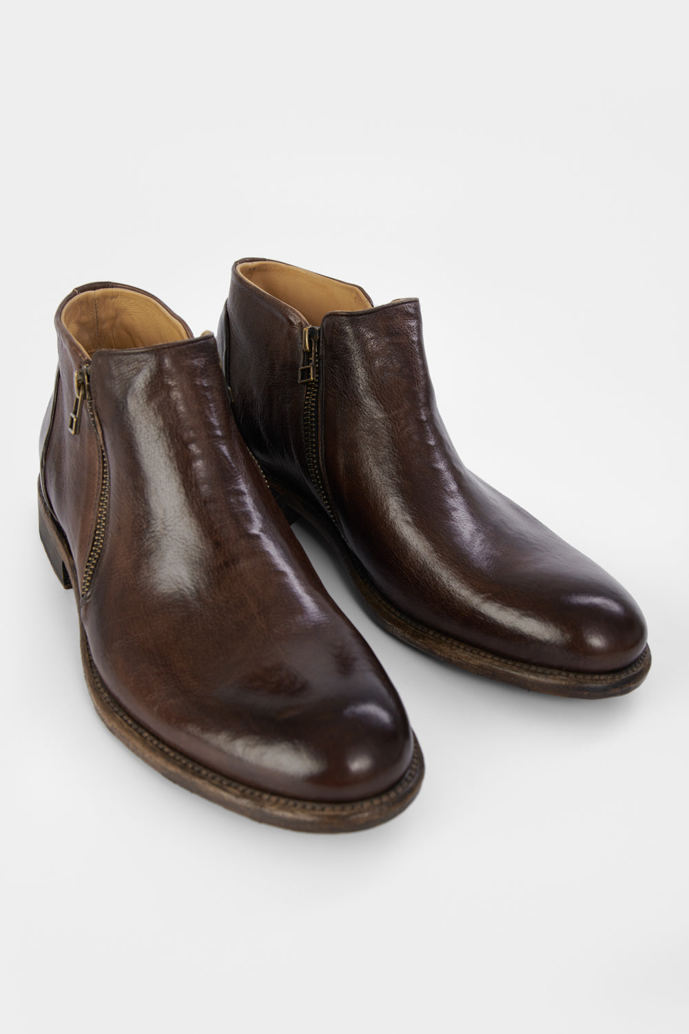 KNIGHTON dark-brown double-zip low ankle boots | untamed street ...