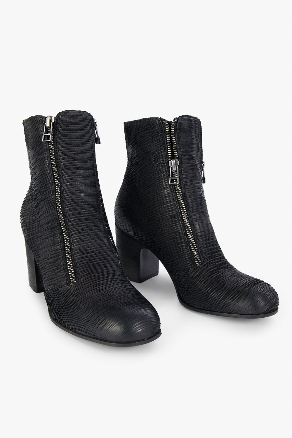 MOORE black carved leather double-zip ankle boots | untamed street ...